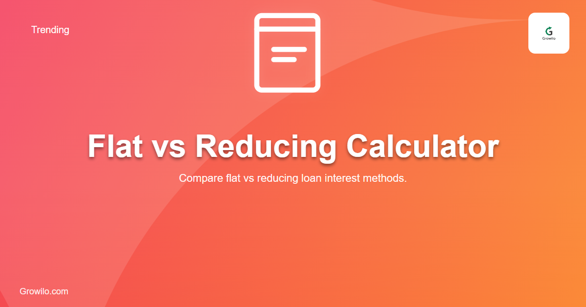 Flat vs. Reducing Rate Loan Calculator | Growilo Financial Tools